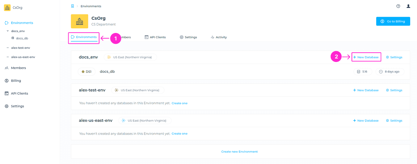 Create a new Database